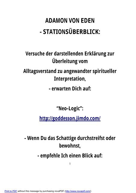 ADAMON VON EDEN - STATIONSÜBERBLICK: