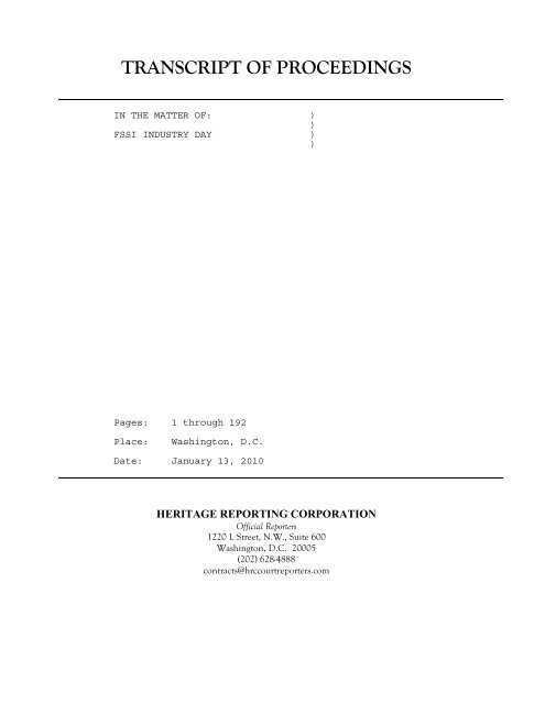 TRANSCRIPT OF PROCEEDINGS - GSA