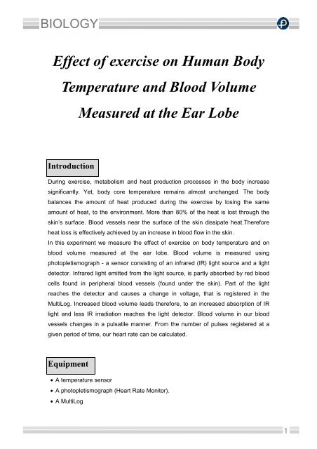Effect of exercise on Human Body Temperature and Blood Volume ...