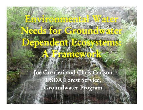 Environmental Water Needs for Groundwater Dependent Ecosystems