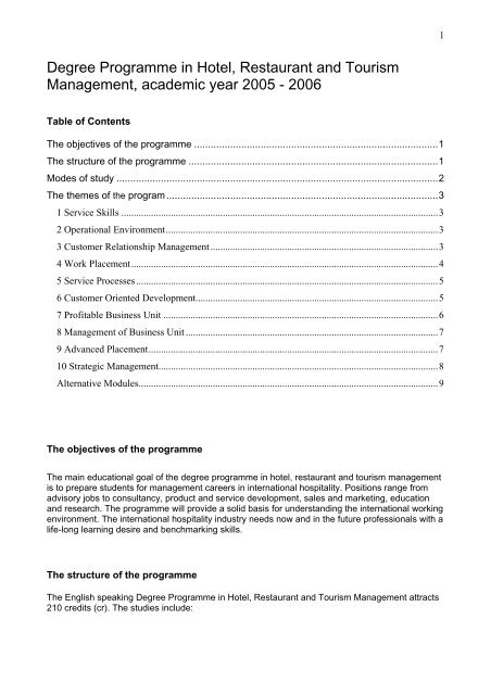 DP in Hotel, Restaurant and Tourism Management - HAAGA-HELIA ...