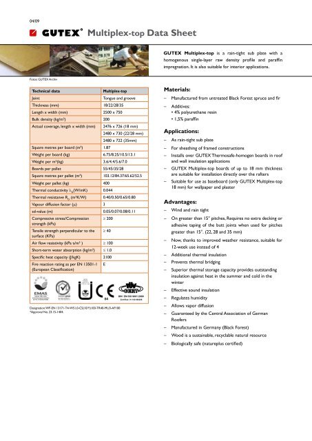 Multiplex-top Data Sheet - Ecological Building Systems