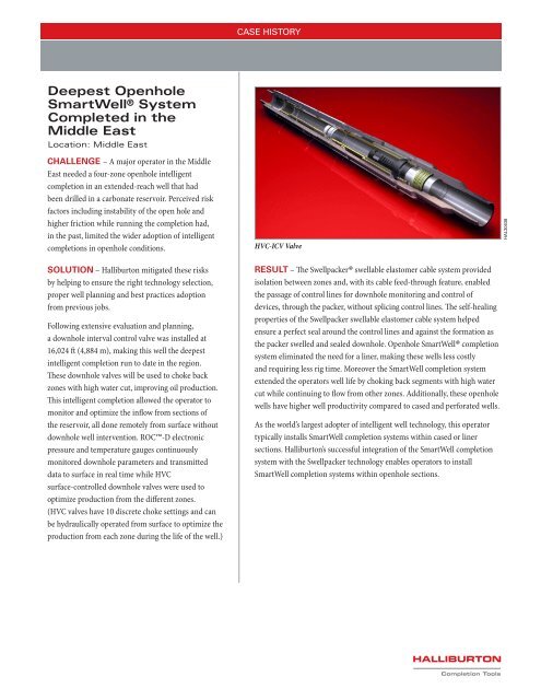 Deepest Openhole SmartWell® System Completed in ... - Halliburton