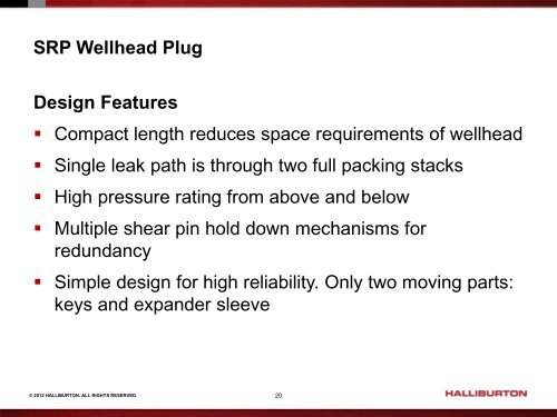 SRP Wellhead Plug Design