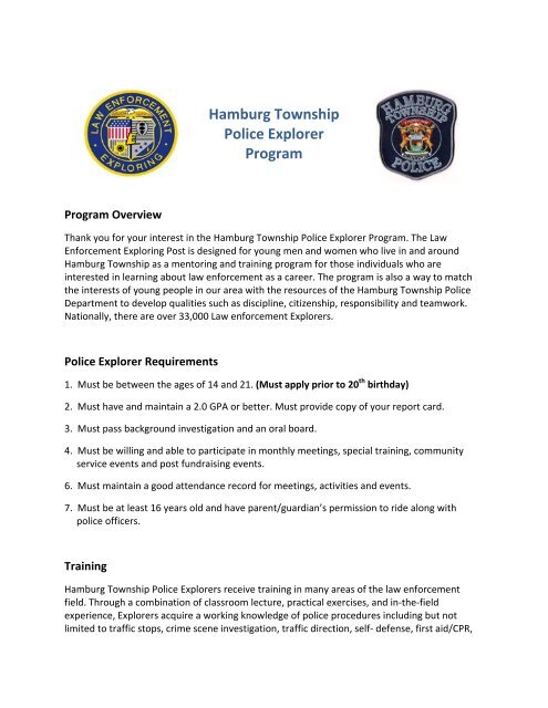 Hamburg Township Police Explorer Program
