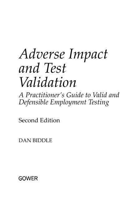 Adverse Impact and Test Validation - Ashgate