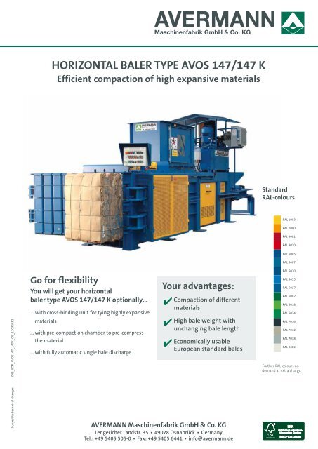 HORIZONTAL BALER TYPE AVOS 147/147 K - Avermann ...