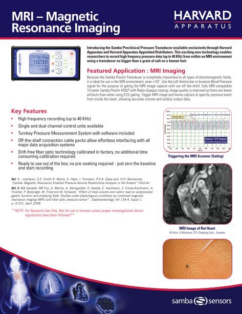 MRI – Magnetic Resonance Imaging - Harvard Apparatus