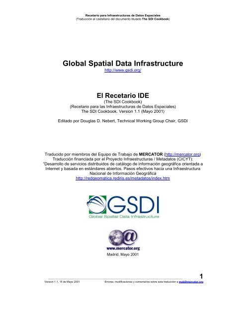 El recetario de IDE - Global Spatial Data Infrastructure Association