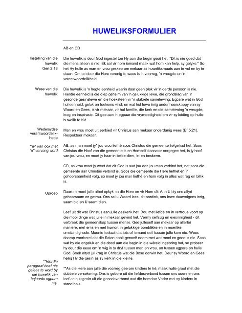 HUWELIKSFORMULIER
