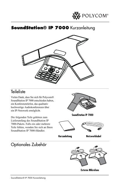 SoundStation IP 7000 Quick Start Guide - Polycom