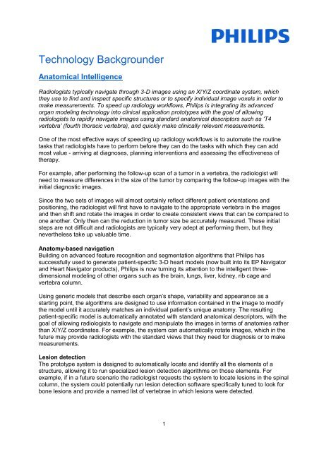 Anatomical Intelligence Backgrounder - Philips Healthcare