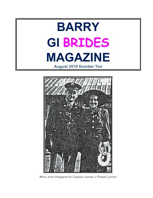 BARRY GI BRIDES - American War Bride Experience