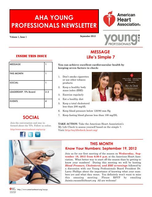AHA YOUNG PROFESSIONALS NEWSLETTER - American Heart ...