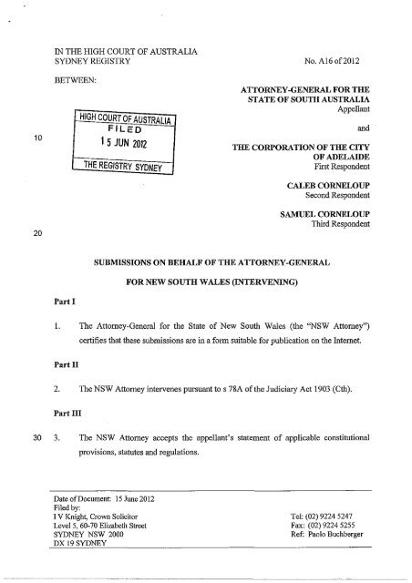 Written submissions - High Court of Australia