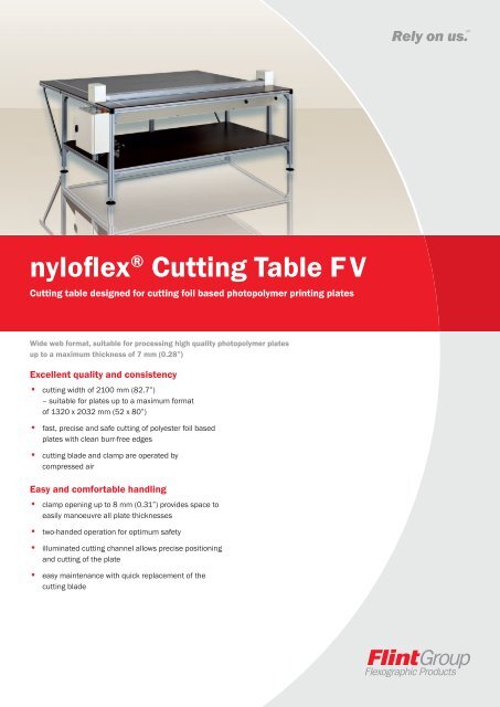 nyloflex® Cutting Table F V - Flint Group