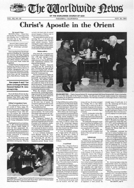 Christ's Apostle - Herbert W. Armstrong Library and Archives