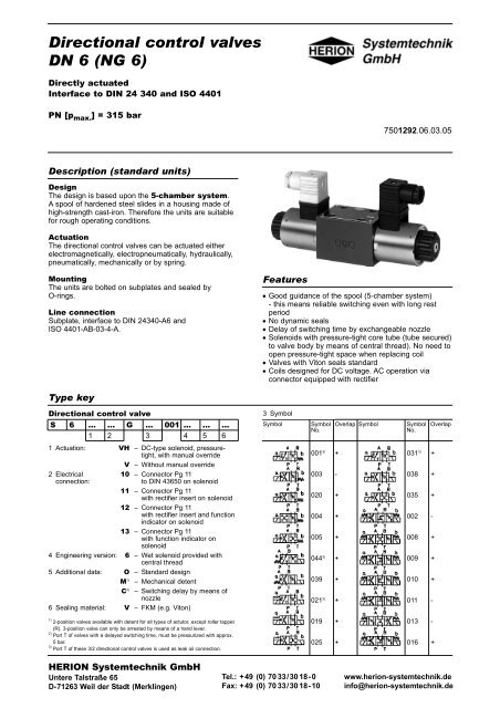 Directional control valves DN 6 (NG 6) - Herion Systemtechnik GmbH