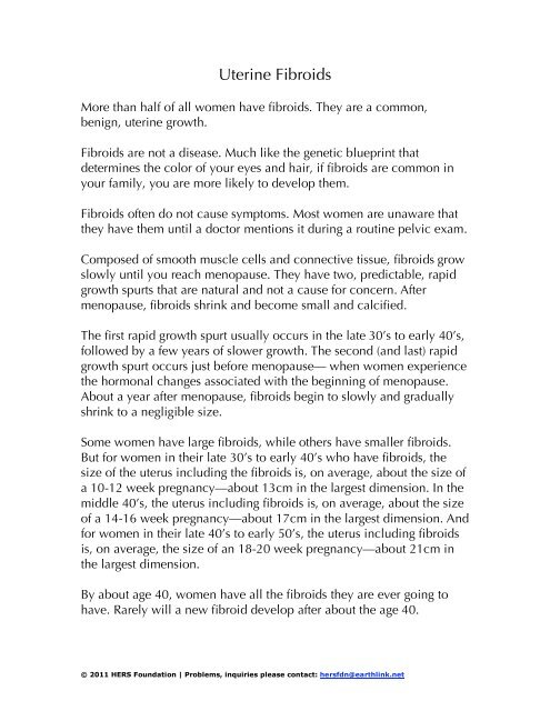 Uterine Fibroids - HERS Foundation