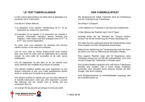 LE TEST TUBERCULINIQUE DER TUBERKULINTEST - Hesperange