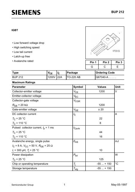 BUP 212 - Datasheet Catalog