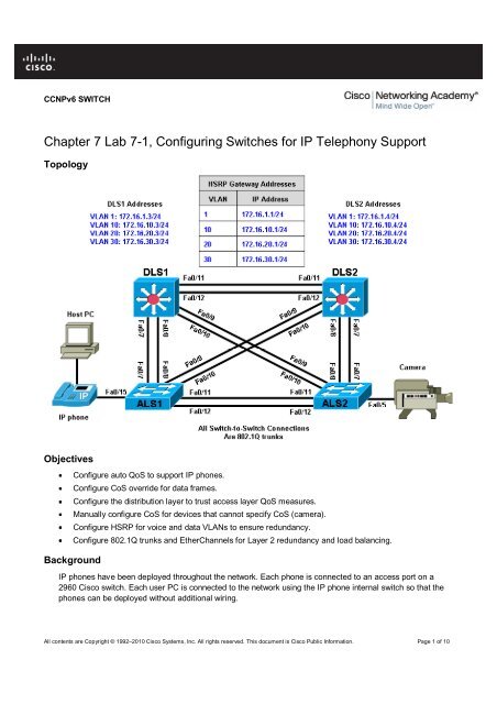 Chapter 7 Lab 7-1, Configuring Switches for IP Telephony Support
