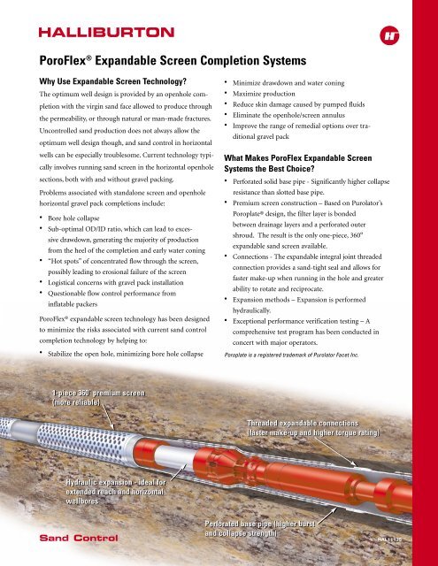 PoroFlex® Expandable Screen Completion Systems - Halliburton