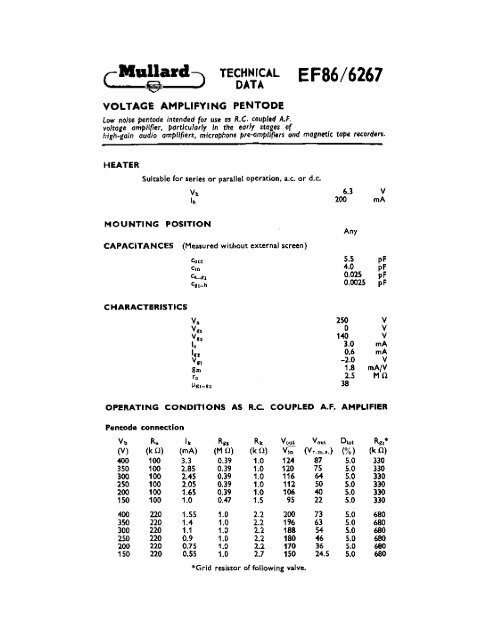 EF86 6267 - High Fidelity Tubes