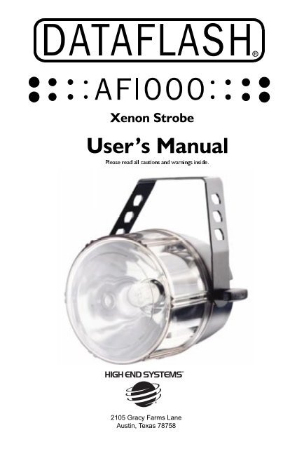 Dataflash AF1000 User's Manual - High End Systems