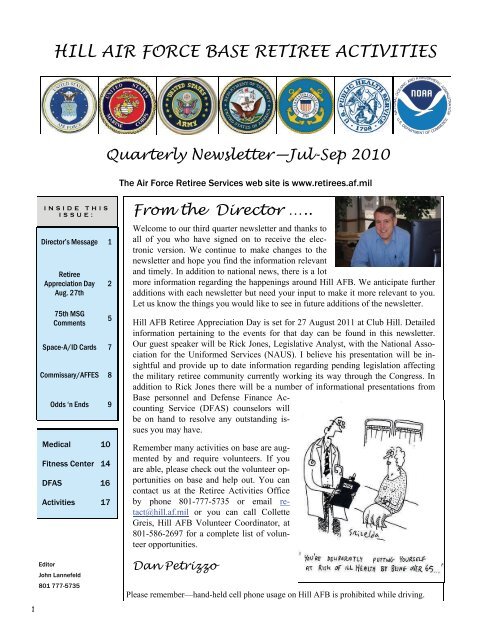 HILL AIR FORCE BASE RETIREE ACTIVITIES Quarterly Newsletter ...