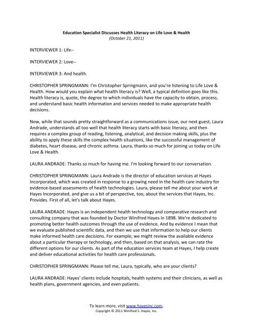 pdf version - Hayes Health Technology Assessment