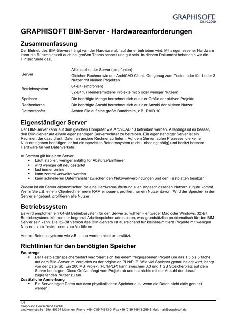 BIM-Server-Hardwareanforderungen - GRAPHISOFT Deutschland ...
