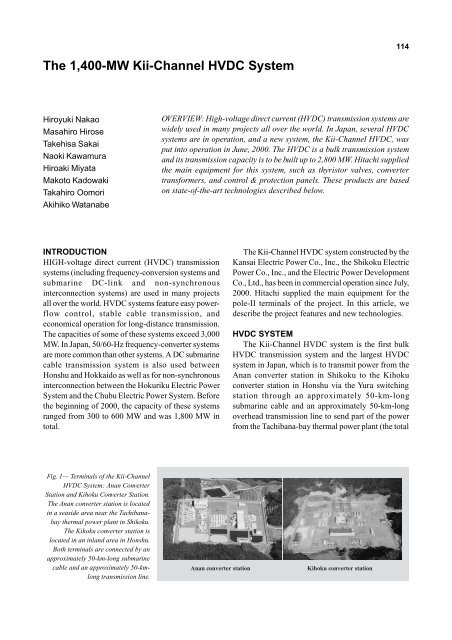 The 1,400-MW Kii-Channel HVDC System - Hitachi