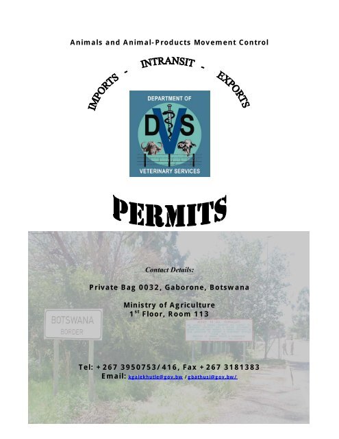 Animals and Animal Products Movement Control-Imports-Intransit ...