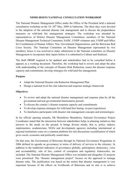 Read more about the National Disaster Management office