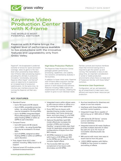 Kayenne Video Production Center with K-Frame - Grass Valley