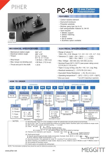PC16 16mm Carbon Potentiometer