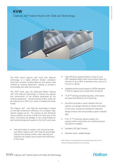 KVW Spec Sheet - Halton Company
