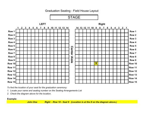X Center Aisle Graduation Seating - Field House Layout