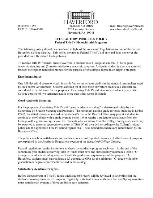 896-1350 Financial Aid Office Email - Haverford College