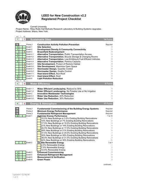 B. LEED for New Construction v2.2 Registered Project ... - I2SL
