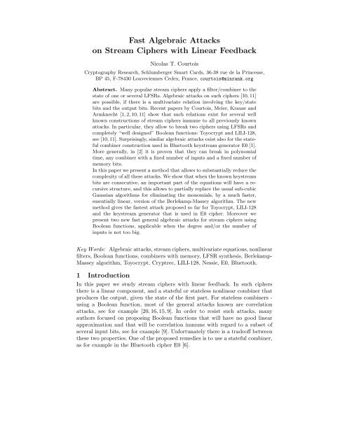 Fast Algebraic Attacks On Stream Ciphers With Linear Feedback