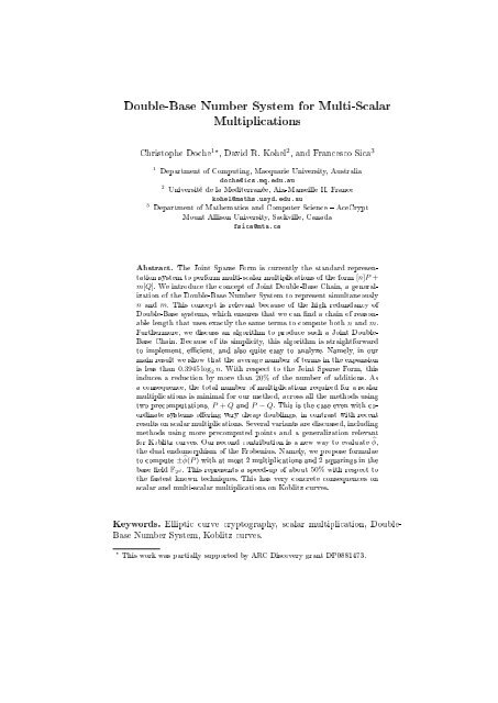 Double-Base Number System for Multi-Scalar Multiplications