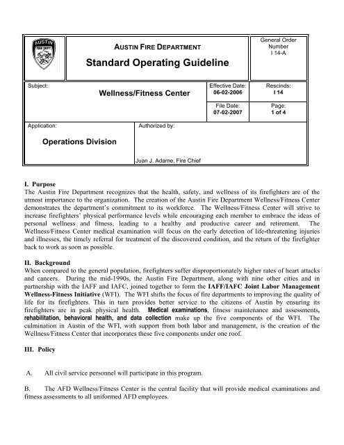 Standard Operating Guideline - IAFF