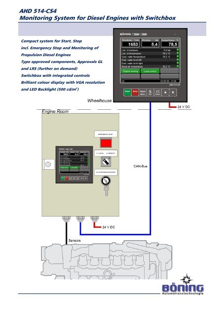 AHD 514-CS4 Monitoring System for Diesel Engines with Switchbox