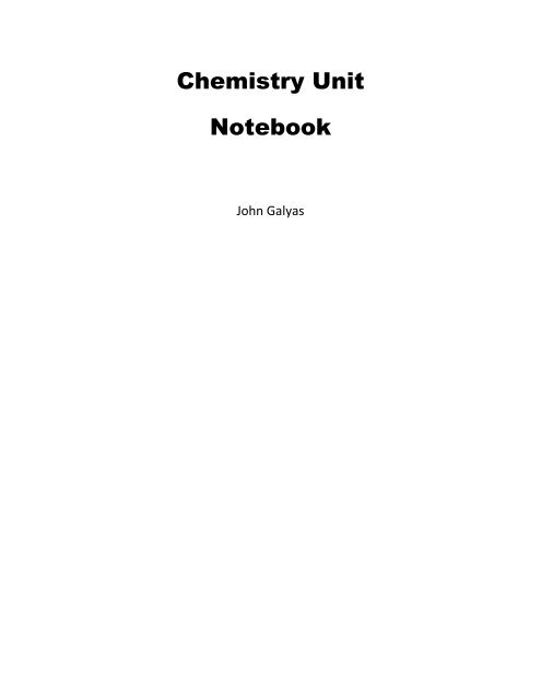 Chemistry Unit Notebook