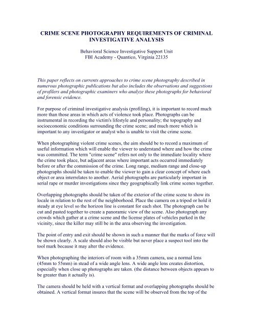 crime scene photography requirements of criminal investigative ...