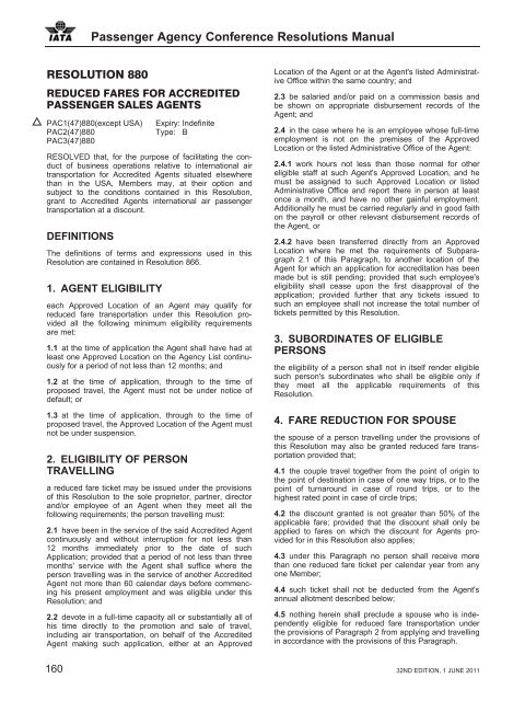 Passenger Agency Conference Resolutions Manual - IATA