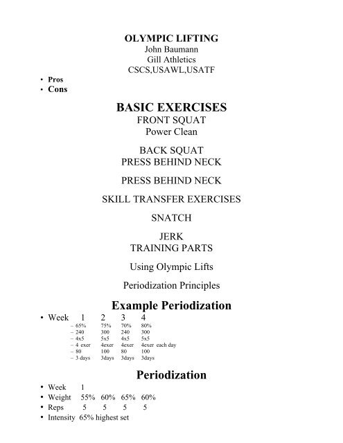 Baumann - Olympic lifting - iatccc