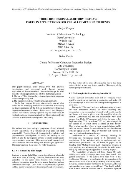 THREE DIMENSIONAL AUDITORY DISPLAY ... - ResearchGate